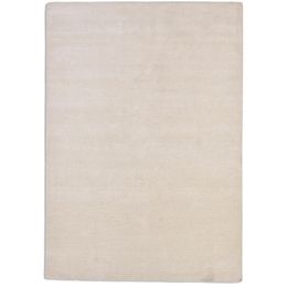 Wollteppich Theko, B:60cm H:13mm L:90cm, beige, Schurwolle, Wohnzimmer, Teppiche, "Holi", Uni-Farben, leicht meliert, reine Wolle, handgewebt mit