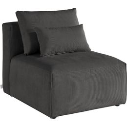 Sessel Home Affaire, B:80cm H:75cm T:100cm, grau, Struktur Hahnentritt (67% Polypropylen 33% Polyester);Fellimitat (100% Polyester);Samtcord (92%