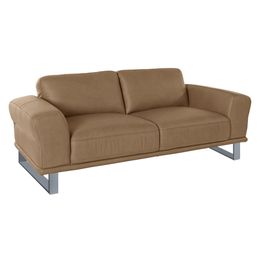 2,5-Sitzer W.Schillig, B:212cm H:78cm T:94cm, braun, Sofas, "montanaa", mit Metallkufen in Silber matt, Breite 212 cm