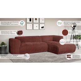 Ecksofa Home Affaire, B:257cm H:78cm T:161cm, grau, 100% Polyester, Wohnzimmer, Sofas, "MERID L-Form (257 cm), zeitlos & stilvolles Design",