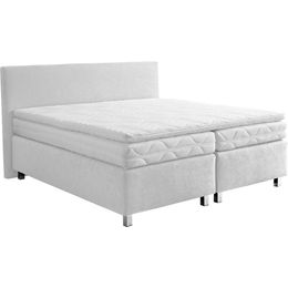 Boxspringbett, B:175cm L:210cm, wei&szlig;, Westfalia Schlafkomfort, Komplettbetten, "Florenz in den Breiten 160x200, 180x200cm & 200x200cm", Verchromte