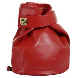 Pike PIK&Eacute; Damen Cityrucksack, rot, Leder, Rindsleder, beschichtet, leicht gl&auml;nzend, Rucks&auml;cke, echt Leder, Made in Italy