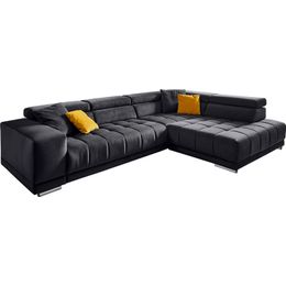 Ecksofa DIE PLANBAR, B:323cm H:73cm T:222cm, grau, Wohnzimmer, Sofas, "MP-IN15053 L-Form breiter Schenkel", wahlweise mit Kopfteilverstellung und