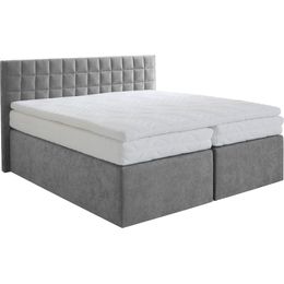 Boxspringbett, B:195cm L:210cmgrau, Westfalia Schlafkomfort, Komplettbetten, "Dublin, wahlweise mit Topper in verschiedenen H&auml;rtegraden erh&auml;ltlich",