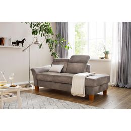 Recamiere Home Affaire, B:194cm H:84cm T:93cm, braun, 100% Polyester, Sofas, "Conville", incl. Kopfteilverstellung, Federkern, wahlweise mit