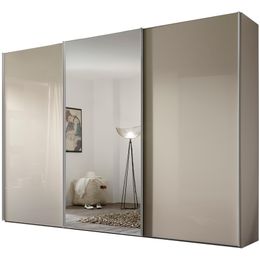 Schwebet&uuml;renschrank STAUD, B:249cm H:222cm T:68cm, beige, Holzwerkstoff, Schr&auml;nke, "Sonate Rom mit Spiegel, Made in Germany", Mit vier verschiedenen