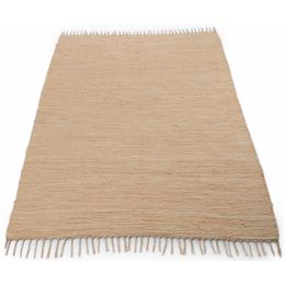 Teppich CarpetFine, B:160cm H:5mm L:230cm, beige, Baumwolle, Wohnzimmer, Teppiche, "Kelim Chindi uni, auch als L&auml;ufer", Wendeteppich, reine