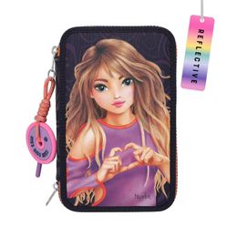 Depesche Kinder Buntstift "3-Fach Federtasche Night Light inkl. Stifte TOPModel bunt", bunt, Kunststoff, Stifte