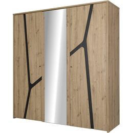 Dreht&uuml;renschrank GAMI, B:200cm H:210cm T:60cm, braun, Spanplatte, Schr&auml;nke, Ein gro&szlig;er Stauraum, eine qualitativ hochwertige Ausf&uuml;hrung.