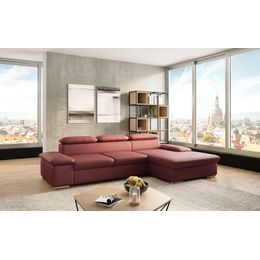Sit & More Ecksofa SIT & MORE, B:286cm H:73cm T:174cm, rot, NaturLEDER;Spannstoff, Wohnzimmer, Sofas, "Valantine L-Form, B: 286 cm", mit Arm- &