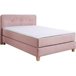 Boxspringbett Home Affaire, B:133cm L:207cm, lila, Struktur fein (100% Polyester);Samtstoff (100% Polyester), Komplettbetten, "Fargo", inkl. Topper,