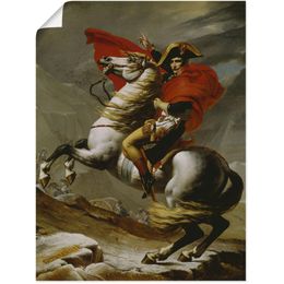 Wandbild Artland, B:30cm H:40cm T:0,1cm, braun, Papier, Wohnzimmer, Bilder, "Napoleon bei der &Uuml;berquerung der Alpen.", als Leinwandbild, Poster in
