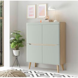 Highboard Inosign, B:107cm H:134cm T:40cm, grün, FSC-zertifizierter Holzwerkstoff, Wohnzimmer, Sideboards, "Torge, Kommode, Schrank, Sideboard,