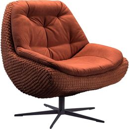 Drehsessel, B:89cm H:97cm T:88cm, braun, exxpo - SOFA FASHION, Wohnzimmer, Sessel, "Dim, Loungesessel im Materialmix, Design und Komfort,