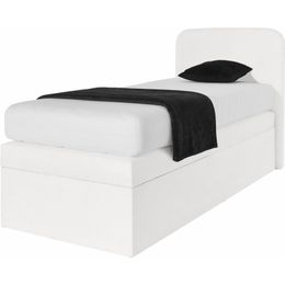 Boxspringbett, B:105cm L:212cm, weiß, Westfalia Schlafkomfort, Box und Kopfteil: Microvelours (100% Polyester) oder Kunstleder (Polyurethan);Bezug