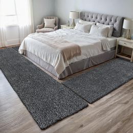 Hochflor-Bettumrandung, H:37mm, grau, MyFlair M&Ouml;BEL & ACCESSOIRES, Obermaterial: 100% Polypropylen, Bettumrandungen, "My Shaggy", Shaggy, Uni-Farben,