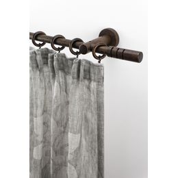 Gardinenstange Garesa, L:120cm &Oslash;:20mm, braun, Holzwerkstoff, Metall, Gardinenstangen, "PEMPIA", Vorhanggarnitur, verl&auml;ngerbar, Knopf m.Ausschnitten,