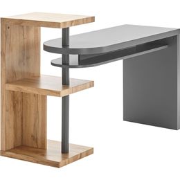 Schreibtisch MCA furniture, B:145cm H:94cm T:50cm, grau, Kinderzimmer, Tische, "Moura", mit Regalelment weiß hochglanz, Tischplatte schwenkbar,