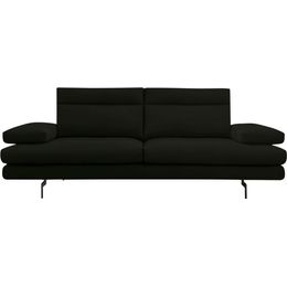 3-Sitzer Calia italia, B:208cm H:90cm T:113cm, schwarz, Leder ANTARES (100% Leder), Sofas, "Toby Wing, Designsofa, hochwertige Verarbeitungsdetails,