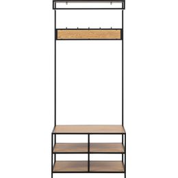 Garderobenständer ACTONA GROUP, B:40cm H:185cm T:40cm, schwarz, Schlafzimmer, Garderobenständer, Metallgestell im Industrie-Look, 3 Einlegeböden, 5