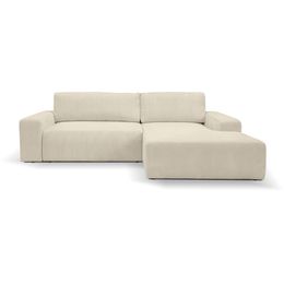 Ecksofa WERK2, B:267cm H:85cm T:165cm, beige, 90% Polyester, 10% Nylon, Wohnzimmer, Sofas, "Rotterdam-L, kuschelweicher Cord oder Breitcord, L-Form,
