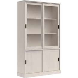 Vitrine Home Affaire, B:114cm H:190cm T:40cm, wei&szlig;, MDF, Massivholz, Esszimmer, Schr&auml;nke, "Schr&ouml;der", mit 2+2 Schiebet&uuml;ren, aus massivem Kiefernholz,
