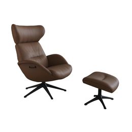 Relaxsessel FLEXLUX, B:90cm H:107cm T:89cm, braun, 100% Echtleder, Wohnzimmer, Sessel, "Fernsehsessel More, ergonomisch, drehbar, robuster Fu&szlig;,