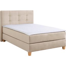 Boxspringbett Home Affaire, B:134cm L:211cm, beige, Komplettbetten, "Moulay", inkl. Topper, in 3 H&auml;rtegraden, TFK auch in H&auml;rtegrad 4