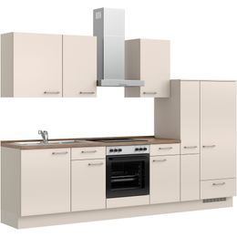 K&uuml;chenzeile Nobilia, B:300,3cm H:216,6cm T:60cm, beige, Komplettk&uuml;chen-Sets, ""Laser I", Ausrichtung w&auml;hlbar, Breite 300 cm", vormontiert, wahlw. mit