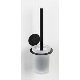 WC-Garnitur Wenko, B:12cm H:34,5cm L:14cm, schwarz, Aluminium, Glas, Reinigungsb&uuml;rsten, "Turbo-Loc Modell Bivio", Wandhalter aus Aluminium ohne