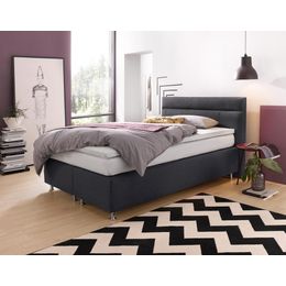 Boxspringbett, grau, Westfalia Schlafkomfort, Bezug Unterbox und Kopfteil: Strukturstoff (77% Polyester und 23% Viskose);Bezug Obermatratze 100%