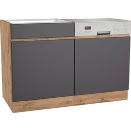 Sp&uuml;lenschrank KOCHSTATION, B:120cm H:82cm T:60cm, grau, Holzwerkstoff, K&uuml;che, Schr&auml;nke, "KS-Riesa", Breite 120 cm, MDF-Fronten