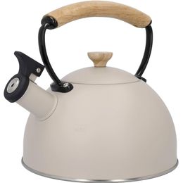 LA CAFETIÈRE Wasserkessel "La Cafetière", 1,6 l + Höhe 19cm, beige, Töpfe, pfeifend, mit Holzgriff, 1,6 Liter, Induktion