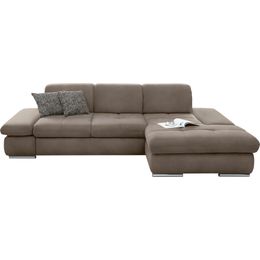 Ecksofa, B:284cm H:80cm T:190cm, braun, SET ONE BY Musterring, Wohnzimmer, Sofas, "SO4100 V", mit verstellbaren Kopfteilen, wahlweise mit Funktionen,