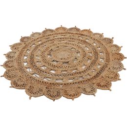 Teppich CarpetFine, B:200cm H:5mm &Oslash;:200cm, beige, Jute, Wohnzimmer, Teppiche, "Cate Juteteppich Naturfaser", 100 % geflochtene Jute, beidseitig