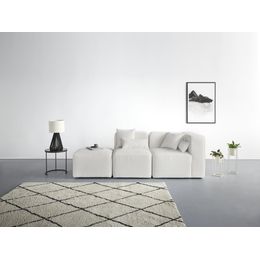 3-Sitzer Home Affaire, B:233cm H:76,5cm T:93cm, beige, 93% Polyester, 6% Acryl, 1% Baumwolle, Sofas, "Sundstrup", Modulserie, individuelle