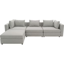 Ecksofa DOMO collection, B:312cm H:80cm T:96cm, silber, 100% solution dyed Acryl, Garten, Sofas, "Solskin, individuell erweiterbar/kombinierbar