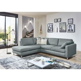 Ecksofa DIE PLANBAR, B:261cm H:82cm T:220cm, blau, 100% Polyester, Wohnzimmer, Sofas, "MP-IN19027 L-Form", wahlweise mit Bettfunktion, mit Kaltschaum