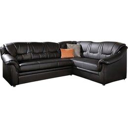 Ecksofa DOMO collection, B:234cm H:84cm T:185cm, schwarz, Wohnzimmer, Sofas, "Montana, zeitlose Rückensteppung, bequeme Armlehnen, L-Form", wahlweise
