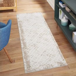 Teppich Carpet City, B:80cm H:10mm L:300cm, beige, Polyester, Wohnzimmer, Teppiche, "ANTIK215", Kurzflor, 3D-Optik, Klassisch-Modern f&uuml;r Wohnzimmer,