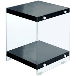Beistelltisch Kayoom, B:35cm H:45cm T:35cm, schwarz, MDF, gehärtetes Glas, Wohnzimmer, Tische, "Elementary, eckige Form, viel Ablagefläche",
