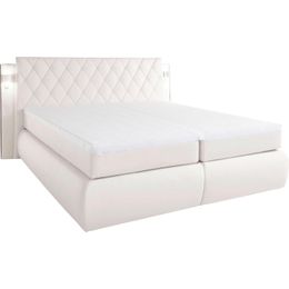 Boxspringbett Collection AB, B:225cm L:218cm, schwarz-wei&szlig;, Holzwerkstoff, Spanplatte, Komplettbetten, inklusive Bettkasten, LED-Beleuchtung und