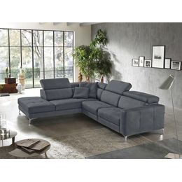 Ecksofa Egoitaliano, B:285cm H:100cm T:221cm, grau, Wohnzimmer, Sofas, "Matt, hoher Sitzkomfort und aufwendige Detailverarbeitung, L-Form", mit
