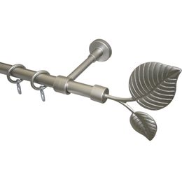 Gardinenstange Garesa, L:220cm &Oslash;:20mm, wei&szlig;, Kunststoff, Metall, Wohnzimmer, Gardinenstangen, "LEAF", Vorhanggarnitur, verl&auml;ngerbar, Wandmontage, mit