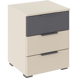 Nachtkommode Rauch, B:40cm H:52cm T:40cm, beige, Holzwerkstoff, Sideboards, "Nachttisch-Set Nachtkonsole Beistelltisch Kommode Sideboard SAJO", mit 3