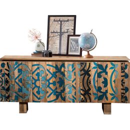 Sideboard Home Affaire, B:185cm H:77cm T:47cm, bunt, Wohnzimmer, Sideboards, "Layer", Kommode mit 4 dekorativen T&uuml;ren, Breite 177 cm