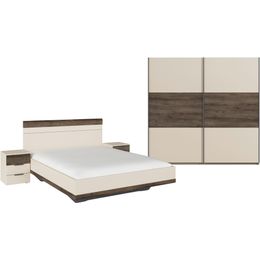 Schlafzimmer-Set Rauch, beige, Holzwerkstoff, Schlafzimmermöbel-Sets, "Komplettschlafzimmer Schlafzimmer Schlafzimmermöbel SAJO", optional mit