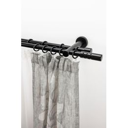 Gardinenstange Garesa, L:170cm &Oslash;:20mm, schwarz, Holzwerkstoff, Metall, Gardinenstangen, "PEMPIA", Vorhanggarnitur, verl&auml;ngerbar, Knopf