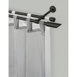 Gardinenstange Garesa, L:350cm &Oslash;:16mm, schwarz, Holzwerkstoff, Metall, Gardinenstangen, "ZYLI", Vorhanggarnitur, verl&auml;ngerbar, Knopf abgeschr&auml;gt,