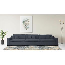 3-Sitzer Home Affaire, B:310cm H:86cm T:100cm, blau, 100% Polyester, Sofas, "Skara", Lounge-Sofa mit Federkernpolsterung, in vielen Bezugsvarianten